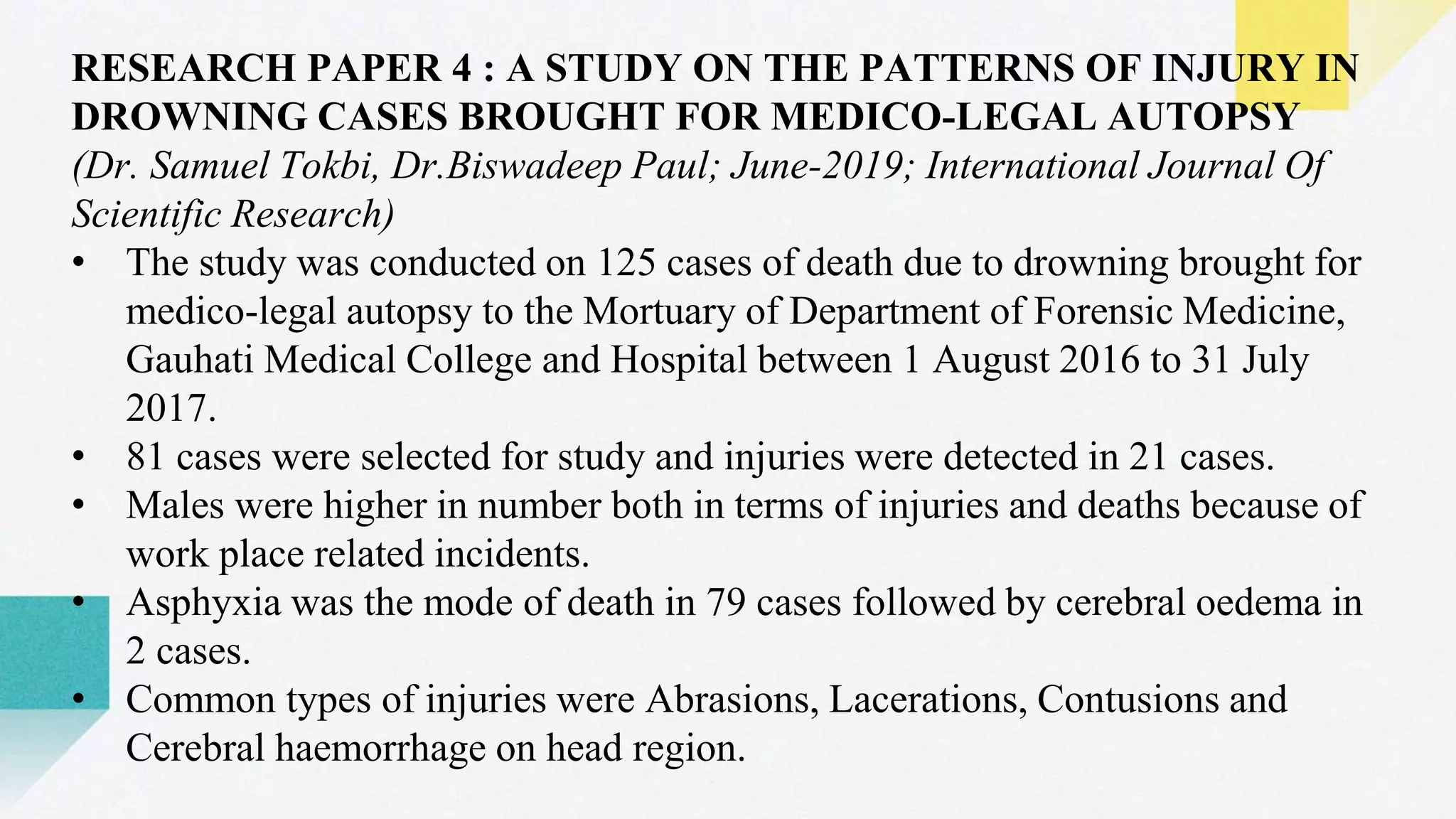 DIAGNOSIS OF INJURIES ASSOCIATED WITH DROWNING_ANEETTA JOJI_FORENSIC ...