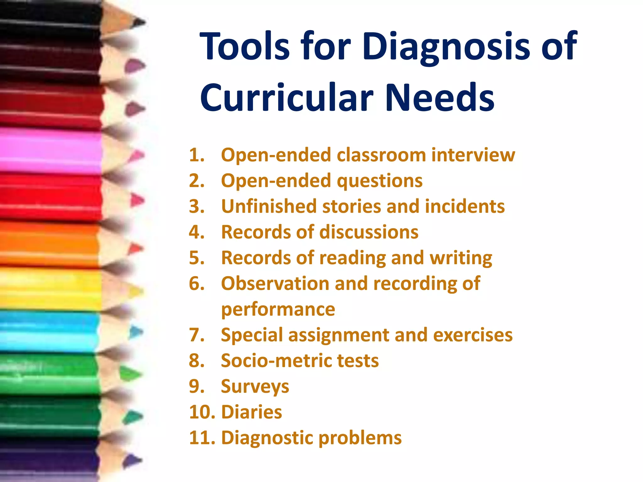 Diagnosis of needs in curriculum development | PPTX