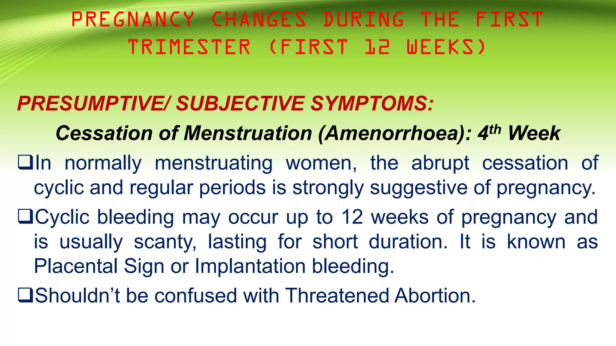 Diagnosis of Pregnancy in First Trimester | PDF