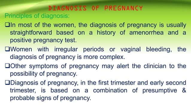 Diagnosis of Pregnancy in First Trimester | PDF
