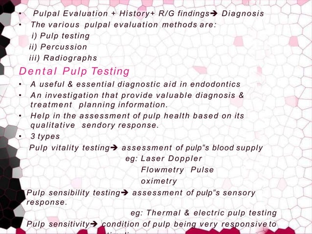 Diagnosis of Pulp Pathologies.pptx | Dental Health | Diseases and ...