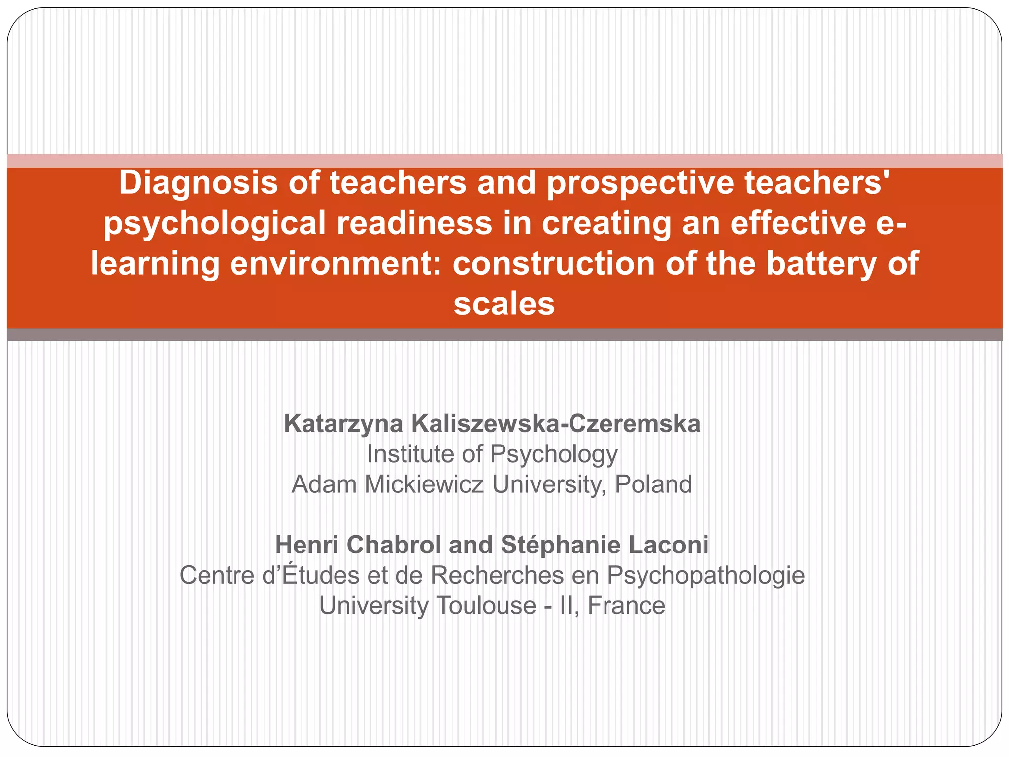 Diagnosis of teachers and prospective teachers' psychological readiness ...