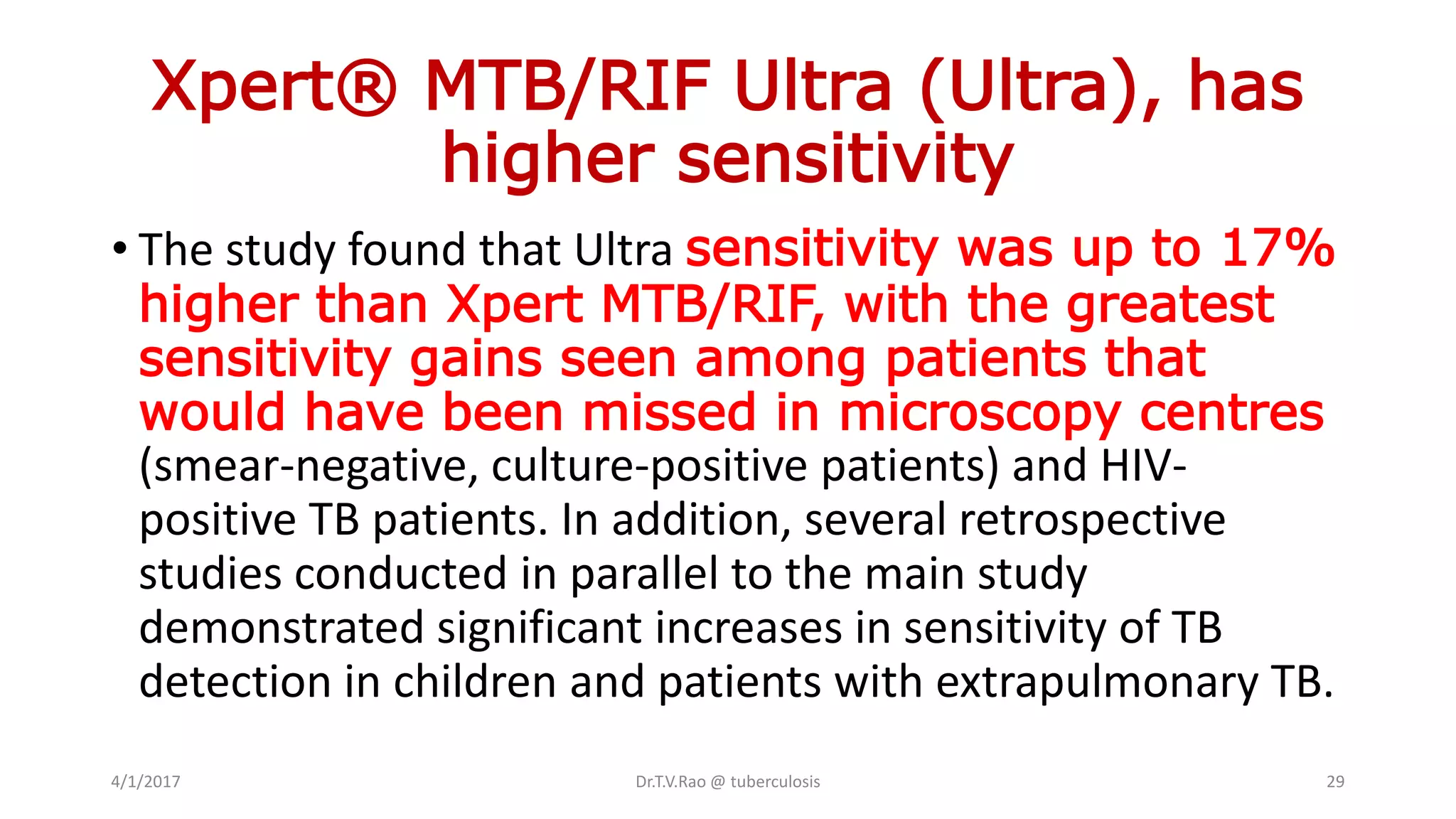 Xpert MTB/RIF Ultra newer technology past to future DIAGNOSIS OF ...
