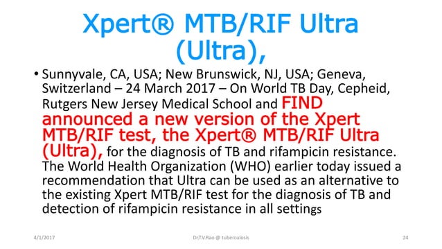 Xpert MTB/RIF Ultra newer technology past to future DIAGNOSIS OF ...