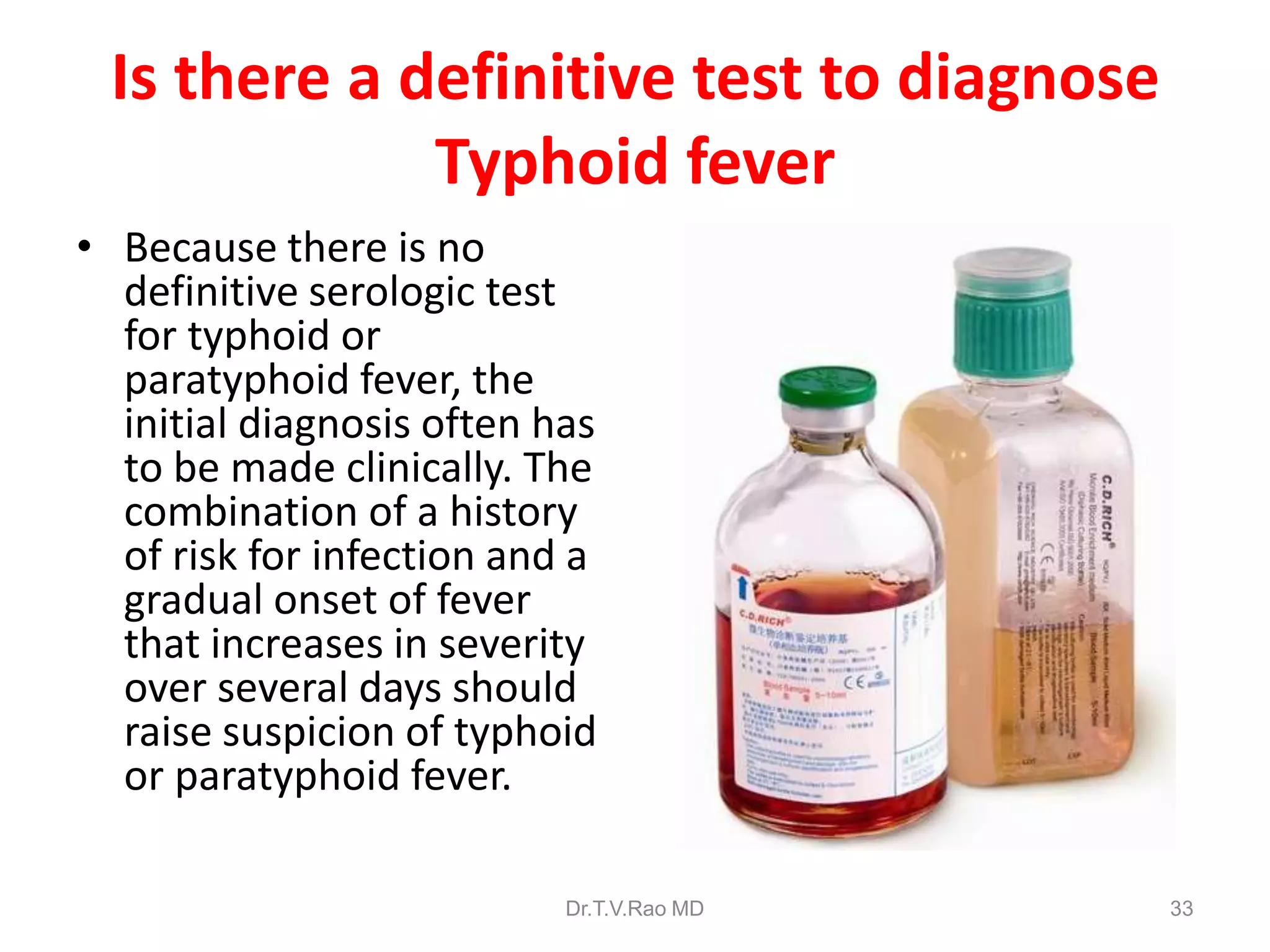 DIAGNOSIS OF TYPHOID FEVER | PPTX