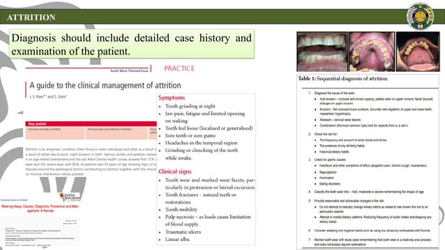 DIAGNOSIS TOOTH WEAR chemical and physical | PPT
