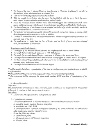 diagnostic aids part 2 study cast, cast analysis.docx | Dental Health ...