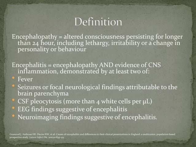 Diagnostic Approach of Encephalitis | PPT