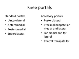 Knee Portal Placement & Diagnostic arthroscopy | PPTX