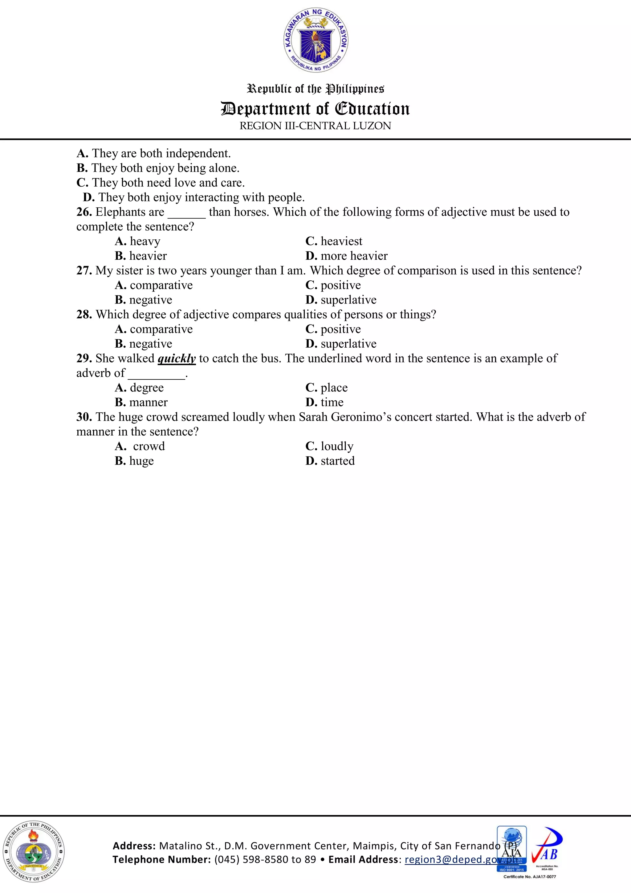 Diagnostic Assessment Tool In English Grade 3 Pdf