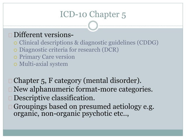 Classification of Psychiatric disorders | PPTX