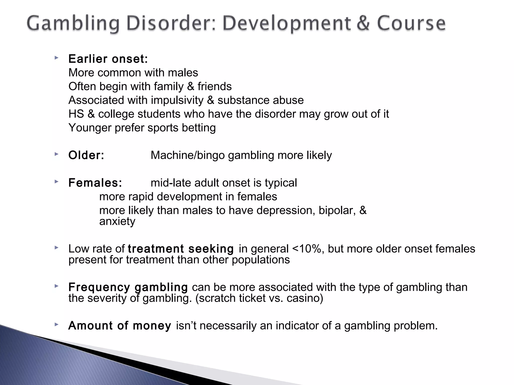 Diagnostic considerations gambling use disorder | PPT