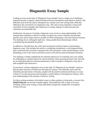 Diagnostic Essay Sample. Cypress College | PDF