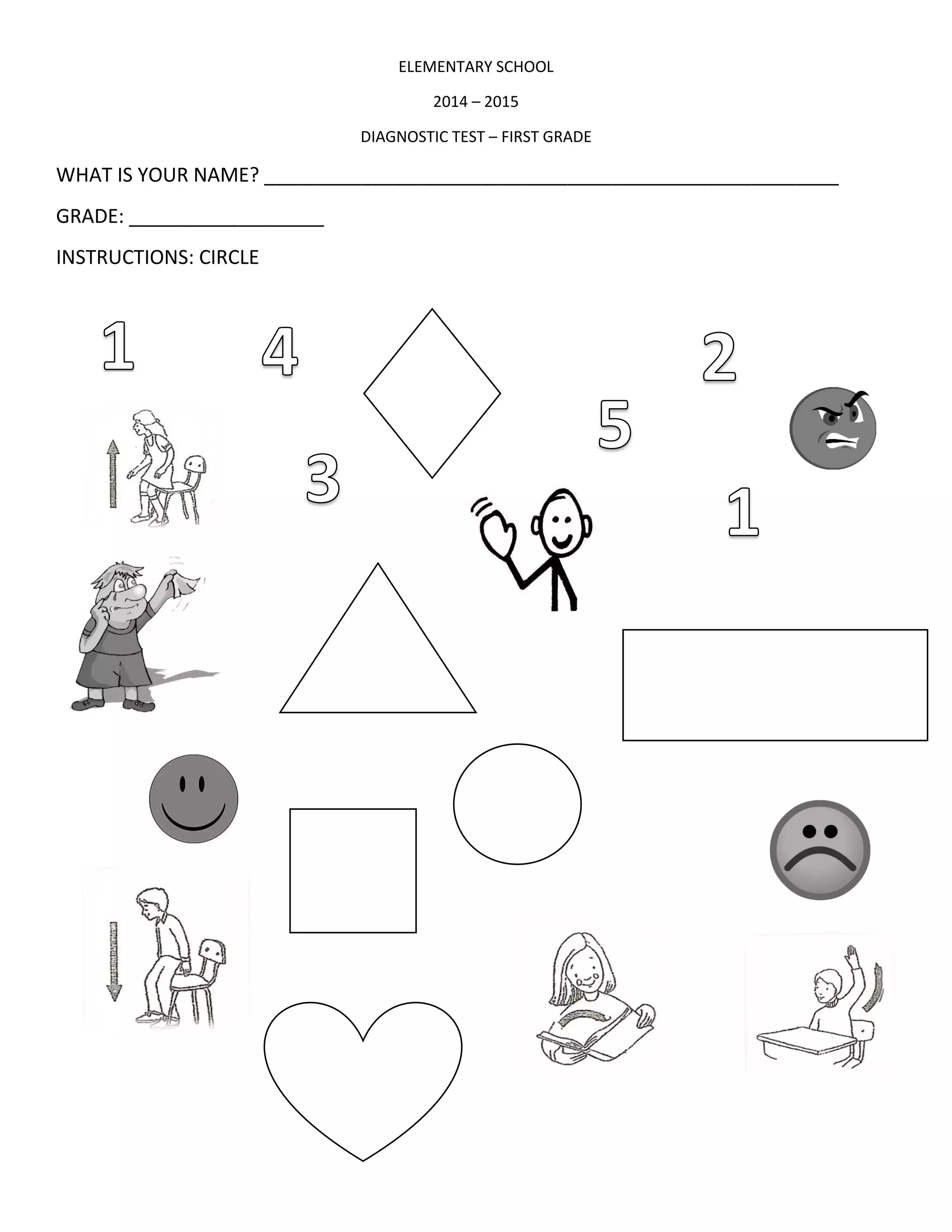 Diagnostic first 2014 2015 -general vocabulary | PDF