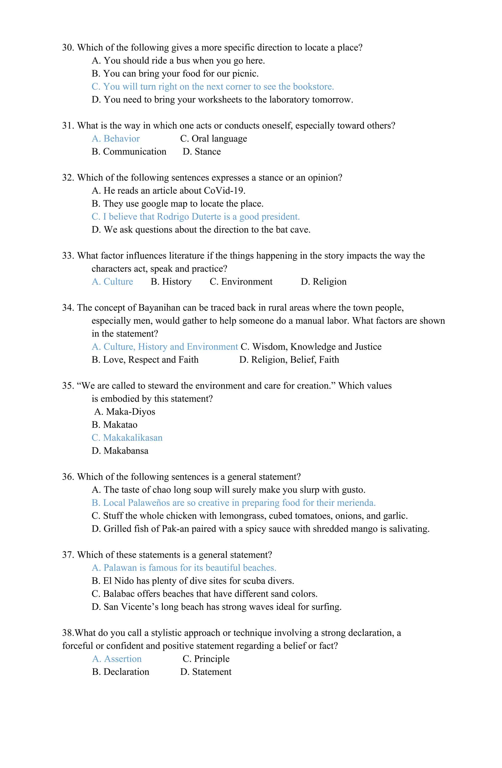 ENGLISH 10 Diagnostic test with answer key | DOCX