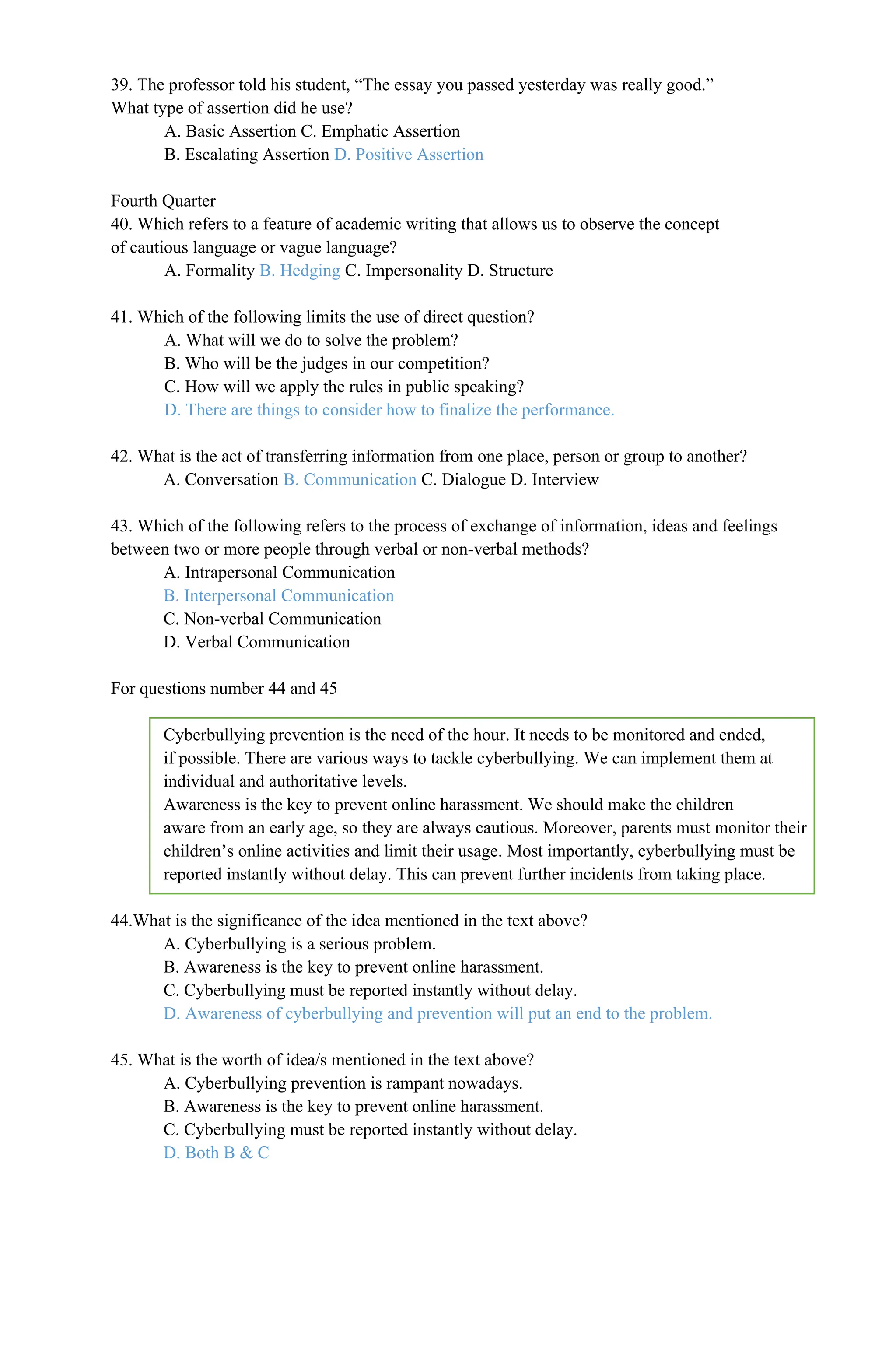 ENGLISH 10 Diagnostic test with answer key | DOCX