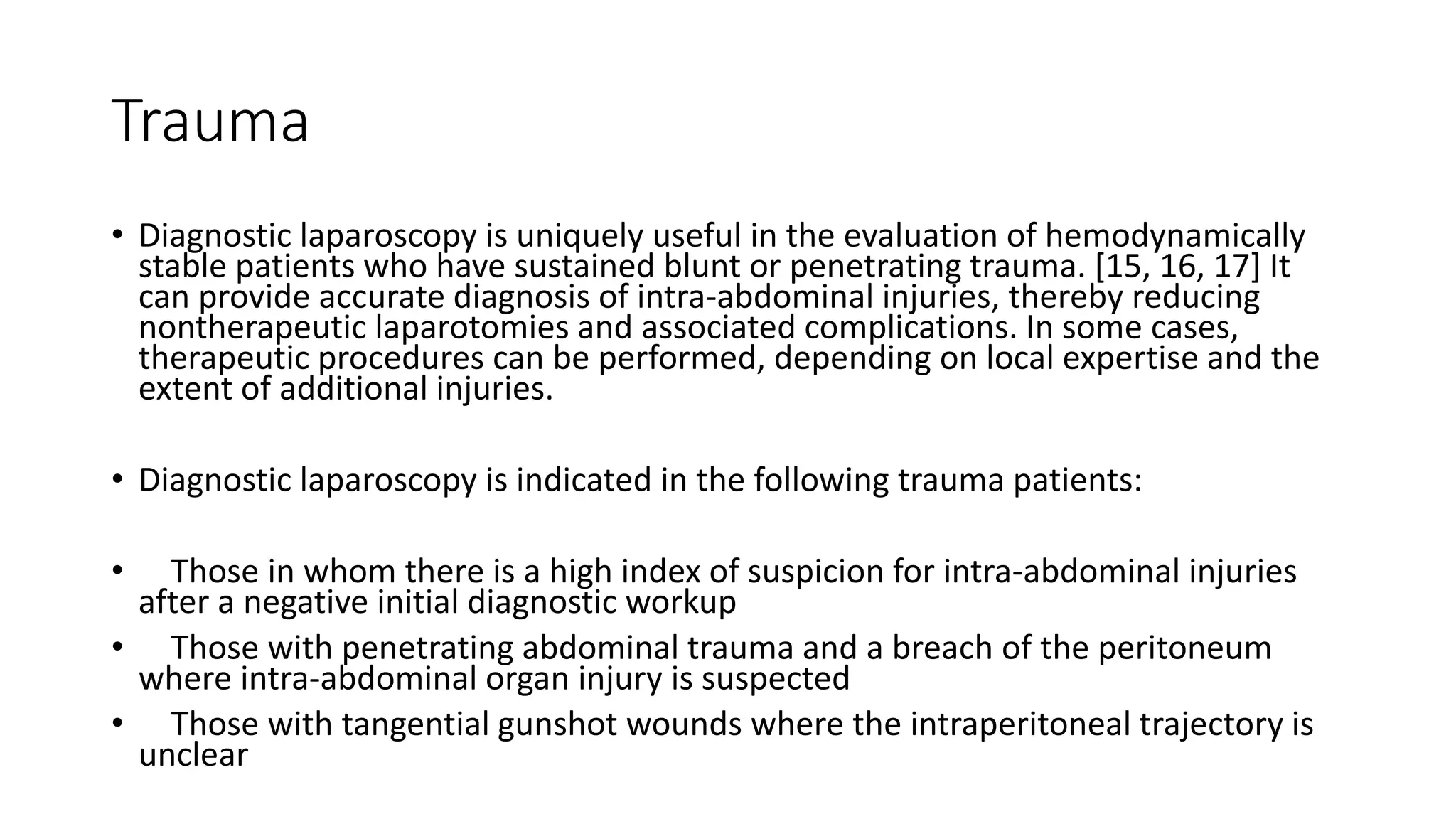 diagnostic laparoscopy for different surgical conditions | PPTX