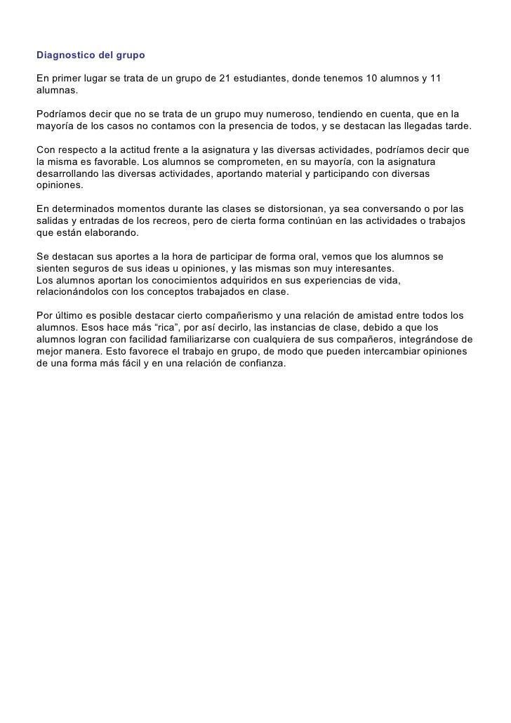 Informe De Diagnostico De Primer Grado De Primaria