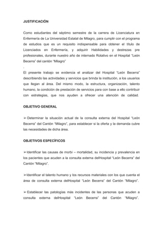 Diagnostico situacional hospital leon becerra milagro jos | DOCX