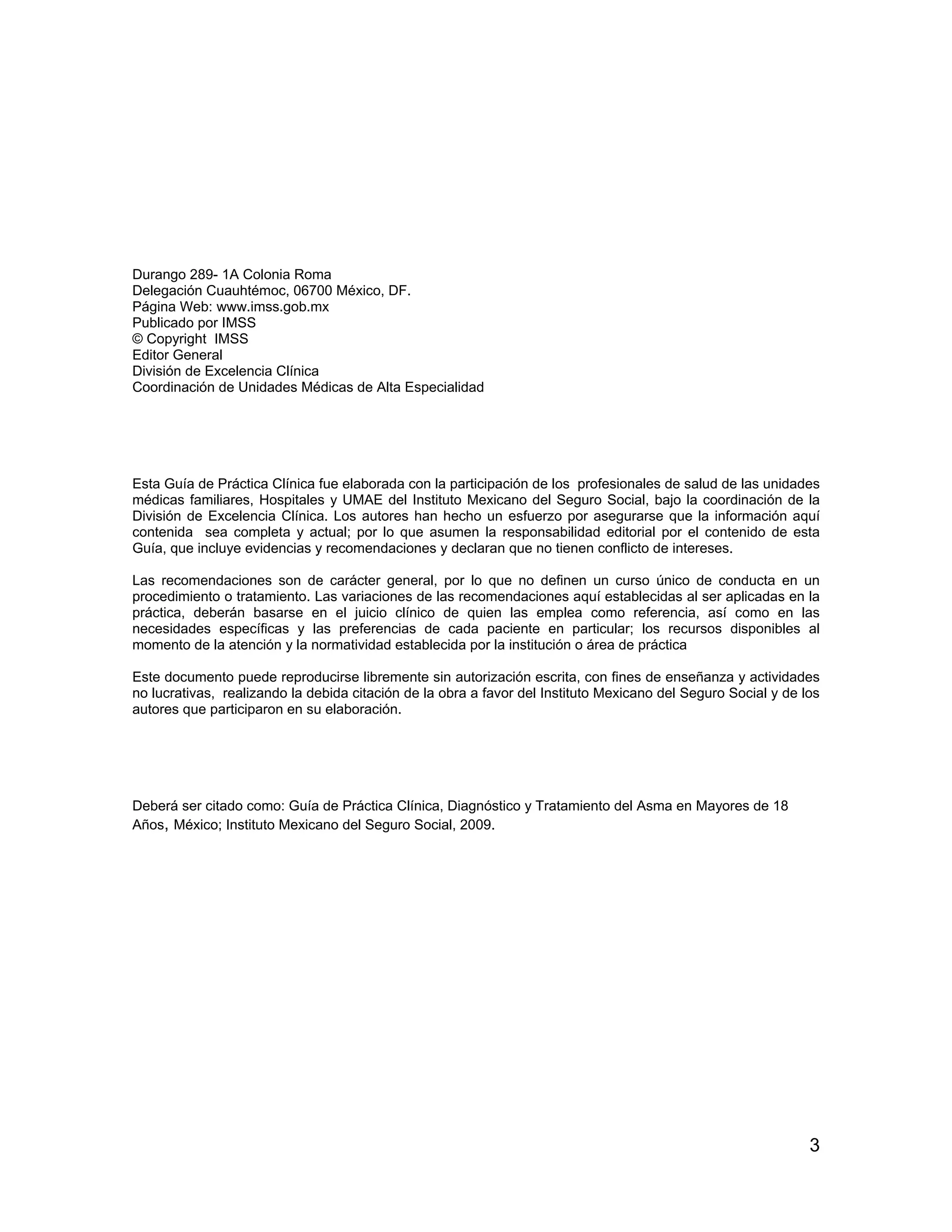 Diagnostico y tratamiento del asma guias imss | PDF