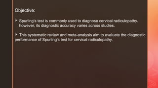 Diagnostic Performance of Spurling’s Test for the Assessment.pptx