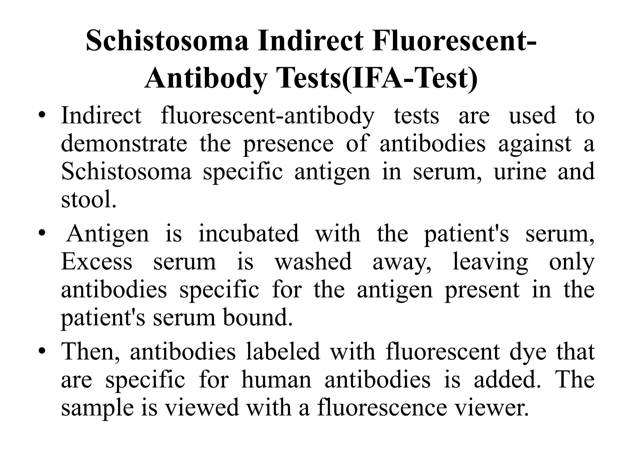 Diagnostic procedures of schistosomiasis | PPTX