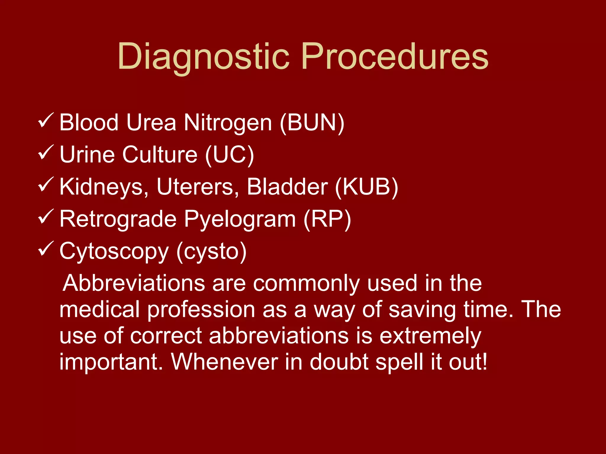 Diagnostic Procedures Of The Urinary System | PPT