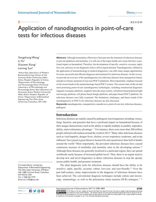 DIAGNOSTICS - Application of nanodiagnostics in point-of-care tests for ...