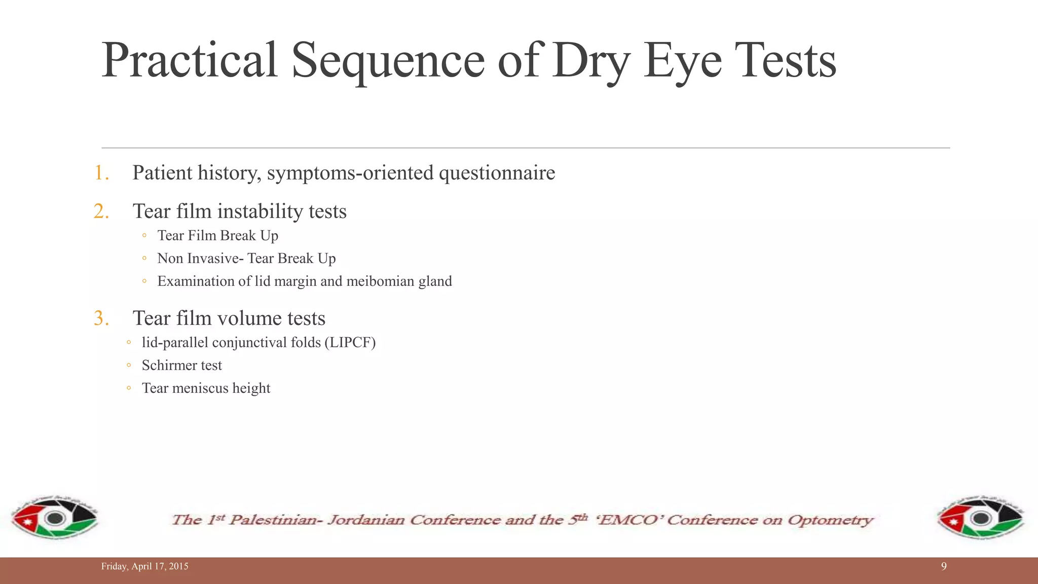 Diagnostic techniques of dry eye | PPTX | Eye and Vision Conditions ...