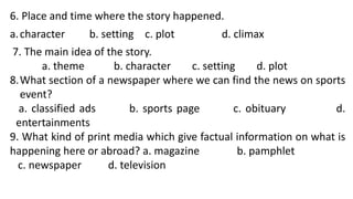 Diagnostic Test in English 7 Diagnostic test | PPTX