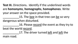 Diagnostic Test in English 7 Diagnostic test | PPTX