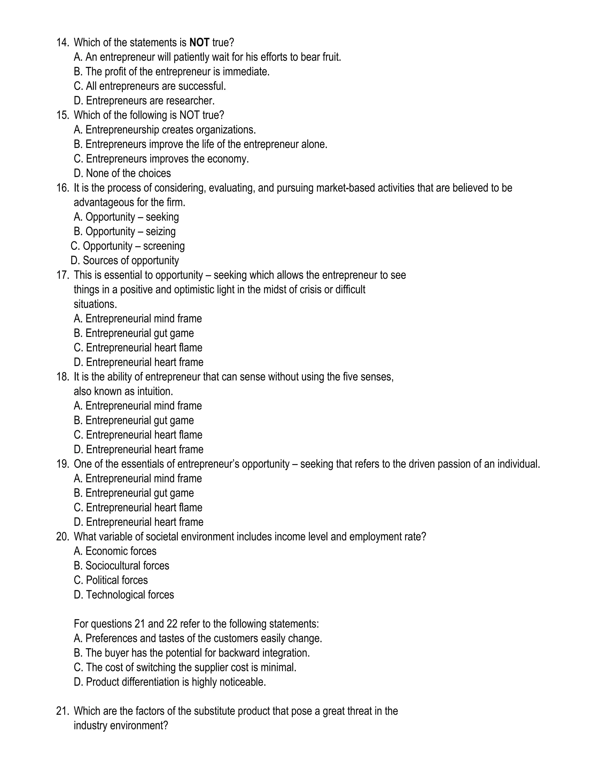 DIAGNOSTIC TEST-Entrepreneurship 1st quarter | DOCX