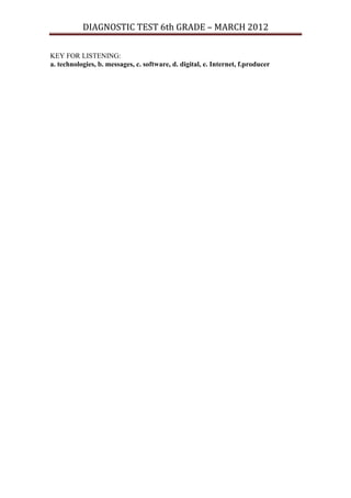 Diagnostic test 6th grade2012 | PDF | Computer Animation | Computer ...