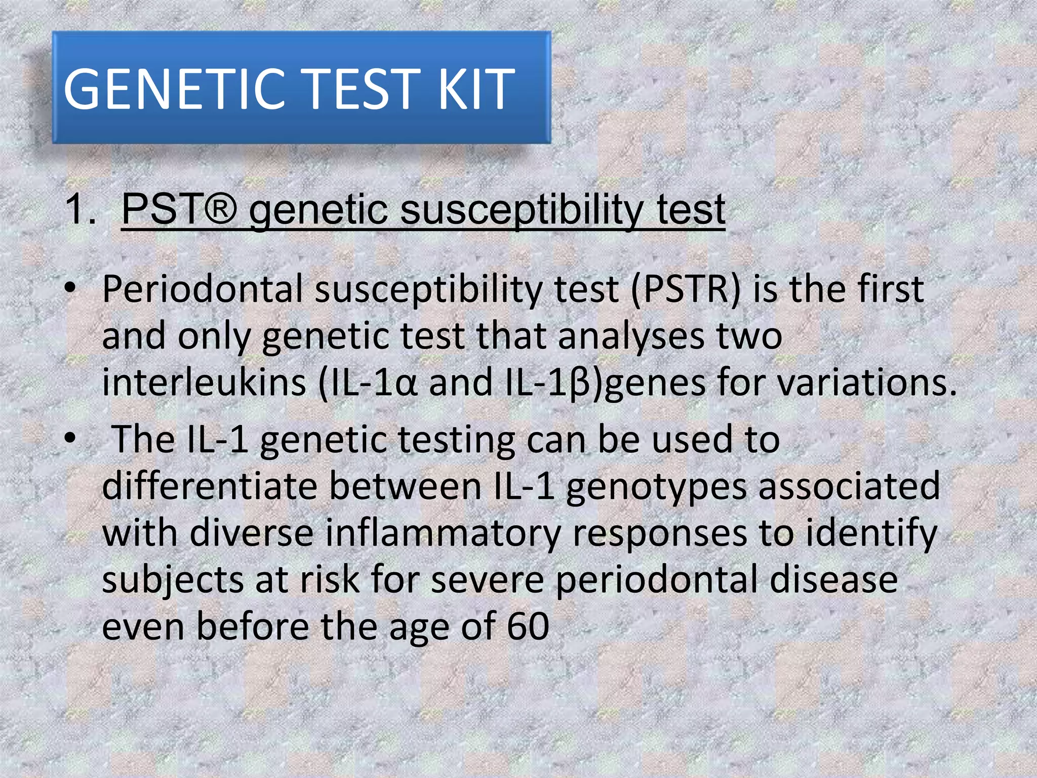 Diagnostic test and investigation in periodontology | PPTX