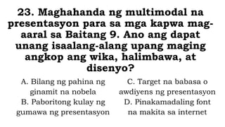 Comprehensive Diagnostic Test for Filipino 9 Literature and Multimodal ...