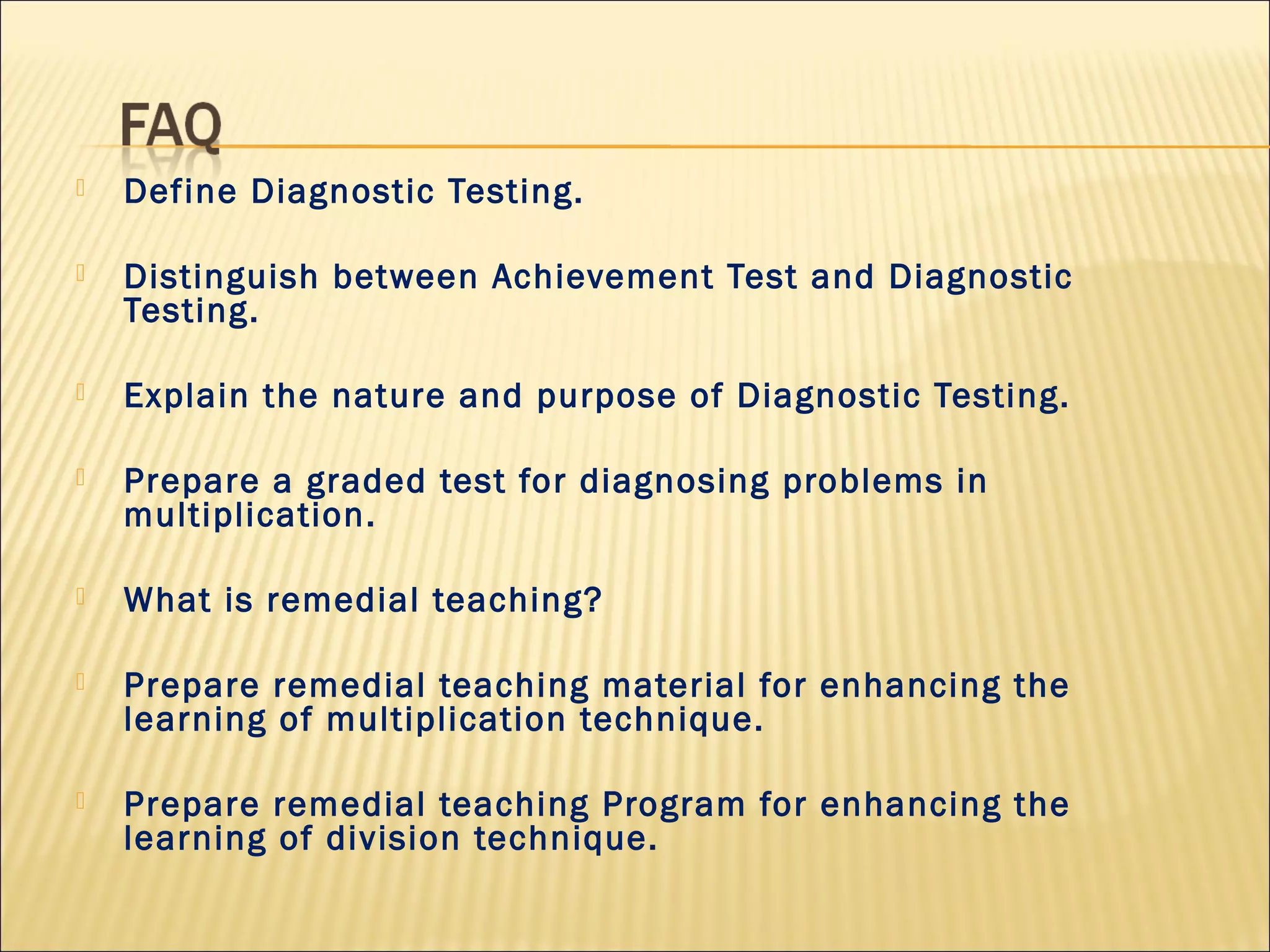Diagnostic testing & remedial teaching | PPT