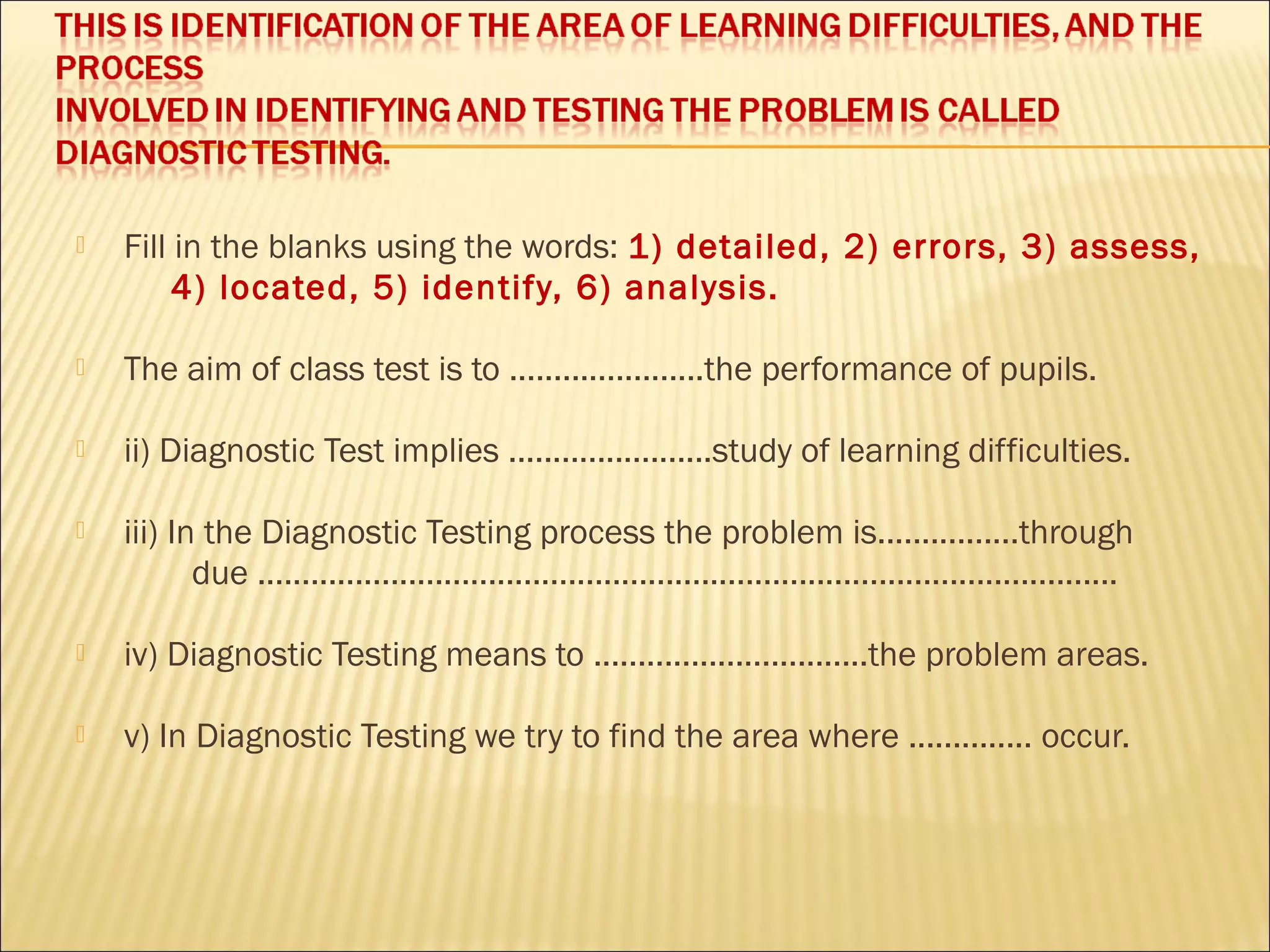 Diagnostic testing & remedial teaching | PPT