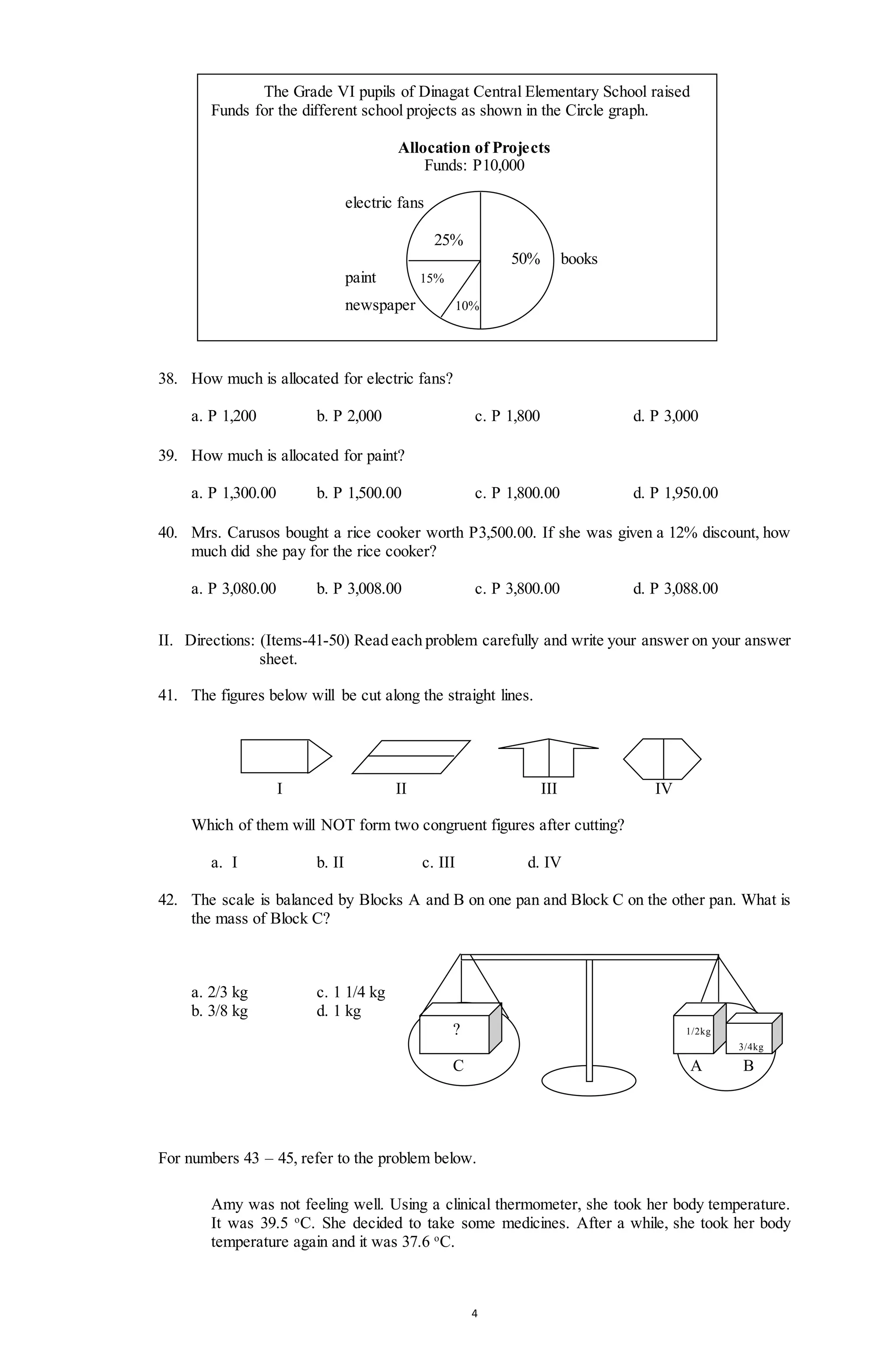 Diagnostic test (math vi) | DOCX