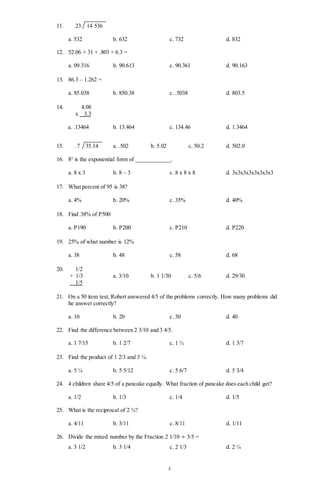 Diagnostic test (math vi) | DOCX