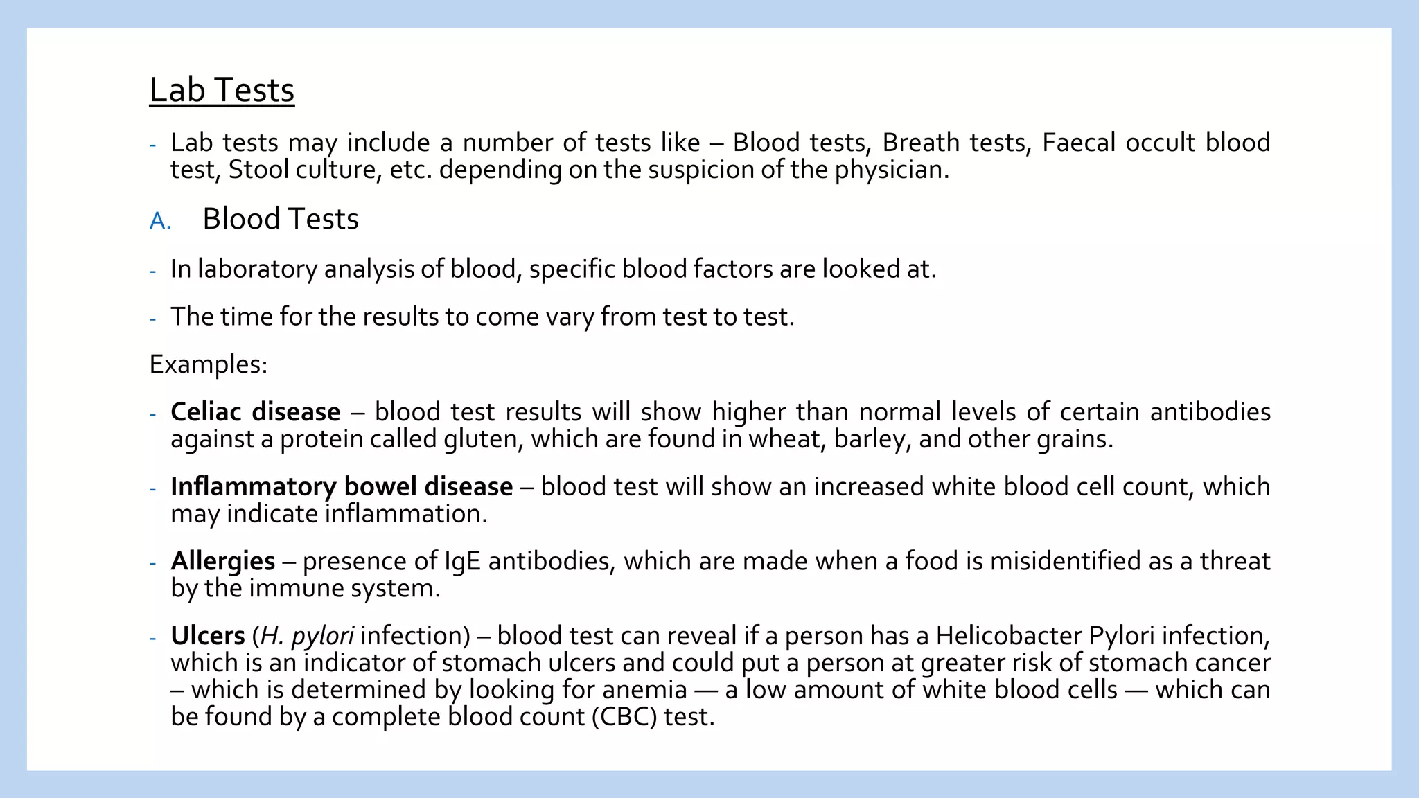 Diagnostic tests for GI disorders | PDF