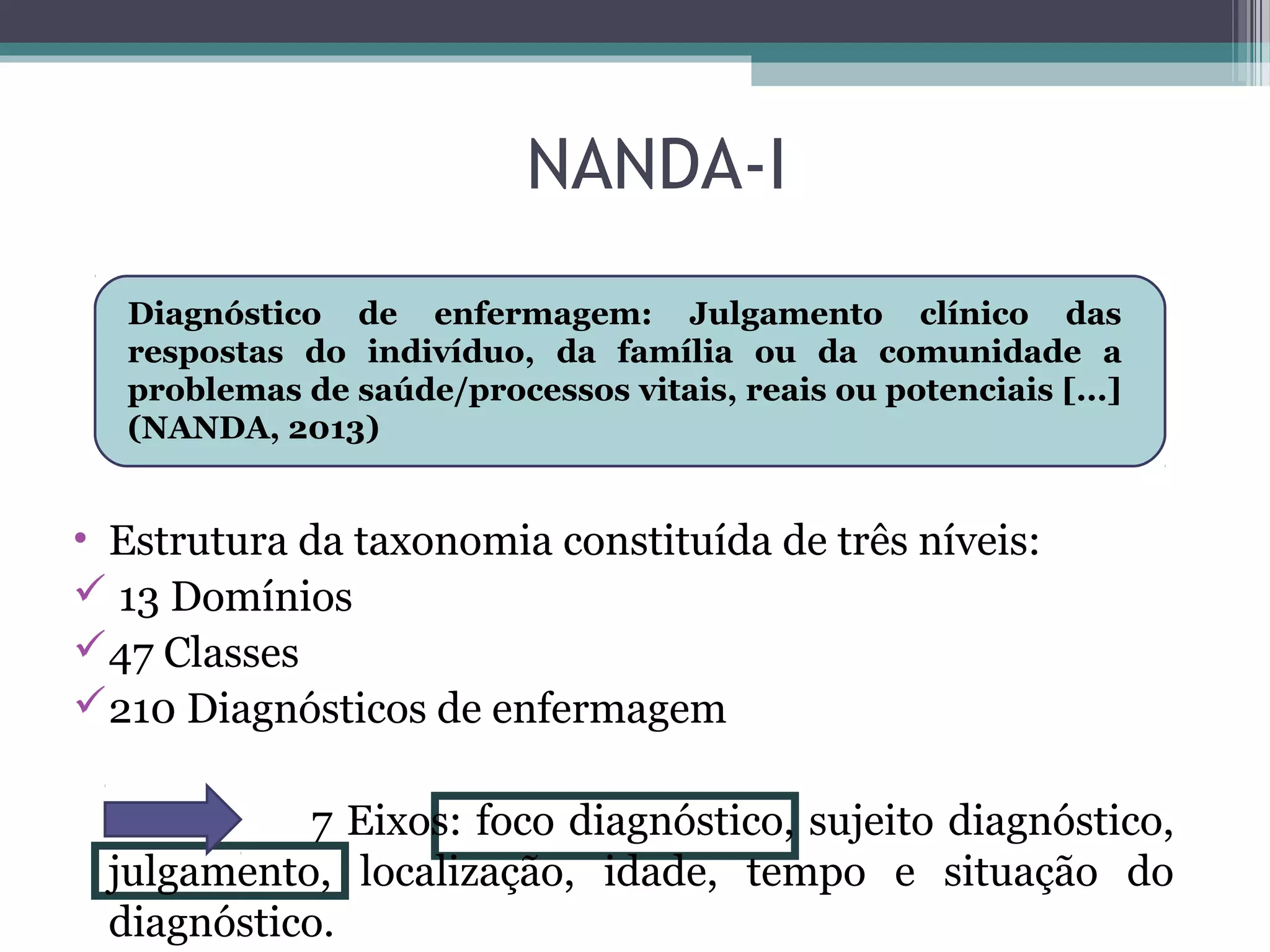 Diagnósticos de Enfermagem: Uso das Taxonomias (NANDA, NIC, NOC e CIPE ...