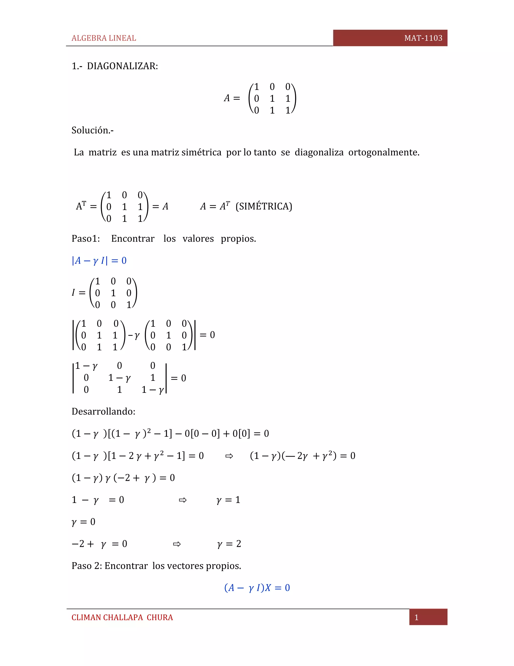 DIAGONALIZACION DE MATRICES | PDF