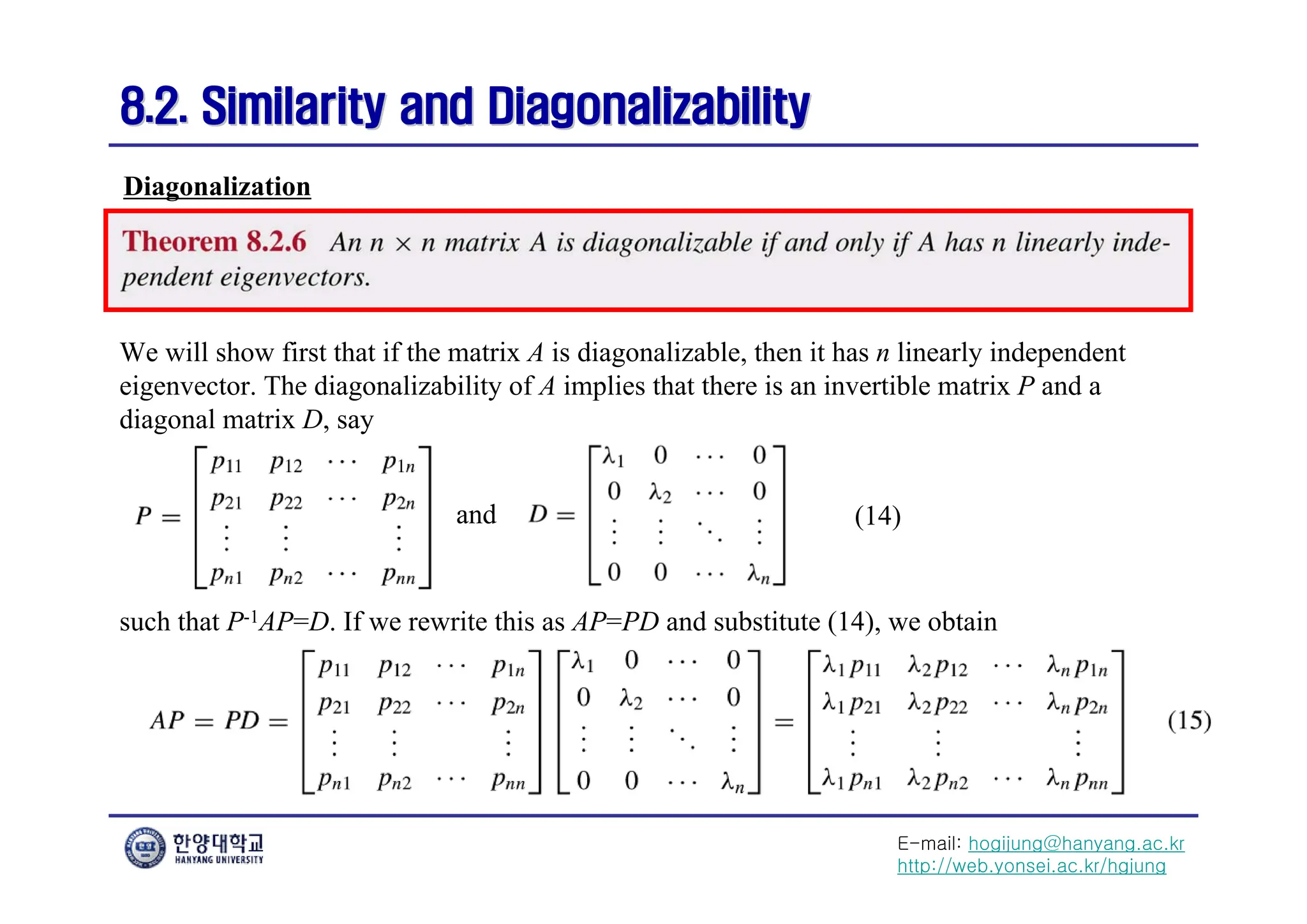 Some lecture notes on diagonalization of matrices | PPT