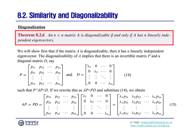 Some Lecture Notes On Diagonalization Of Matrices Ppt