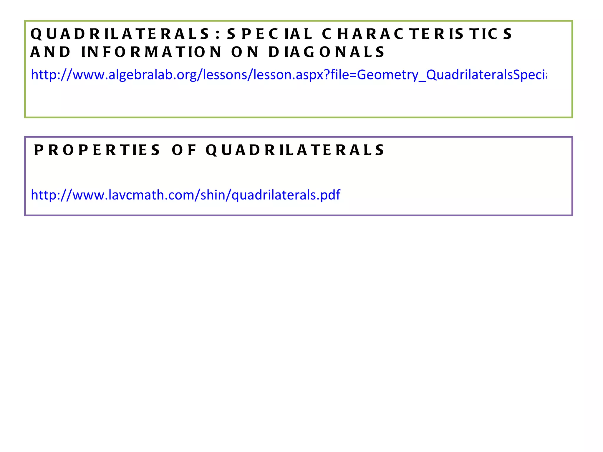 Diagonals of quadrilaterals | PPT