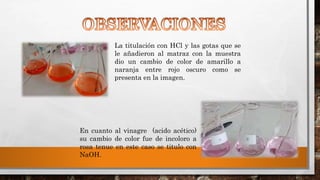 Practica #4 "Determinación de Bases por AcidimetrÍa" | PPTX