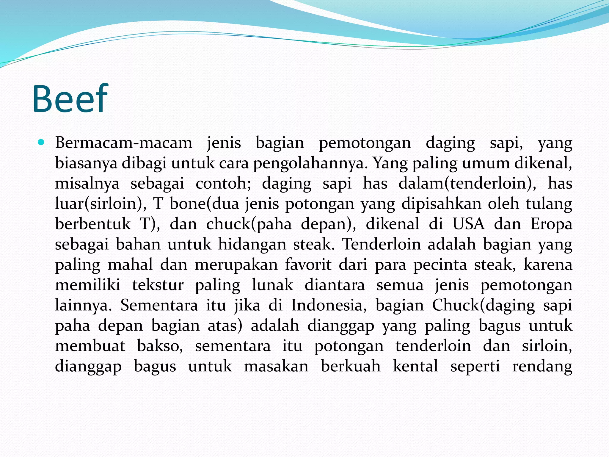 Jenis Potongan Daging Sapi | PPTX
