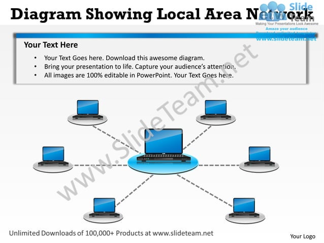 Diagram showing local area network powerpoint templates 0712 | PPT
