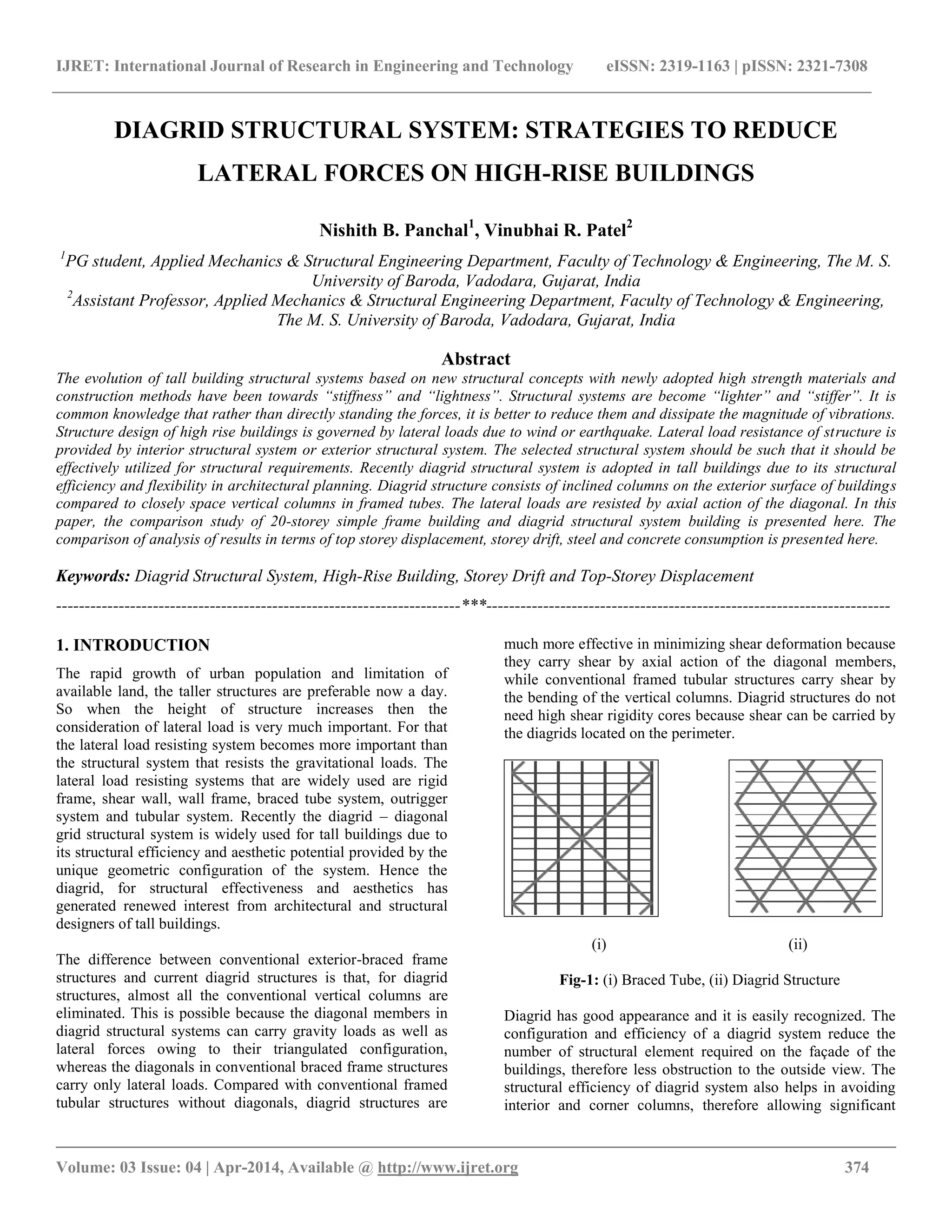 Diagrid structural system strategies to reduce lateral forces on high ...