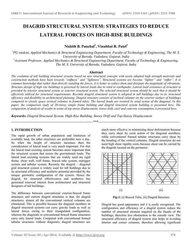 Diagrid structural system strategies to reduce lateral forces on high rise buildings | PDF ...
